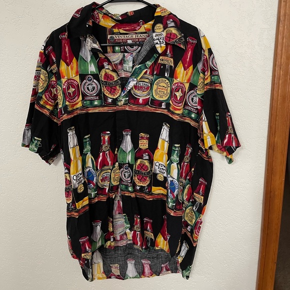Vintage | Shirts | Vintage Beer Themed Button Down Shirt | Poshmark